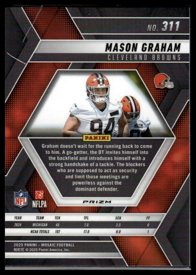 2025 Panini Mosaic Mason Graham #311 Mosaic Reactive Purple RC | eBay