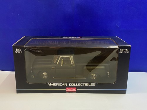 SUN STAR 1/18 SCALE MATTE BLACK 1965 CHEVROLET PICK UP C10 STEPSIDE LOW ...