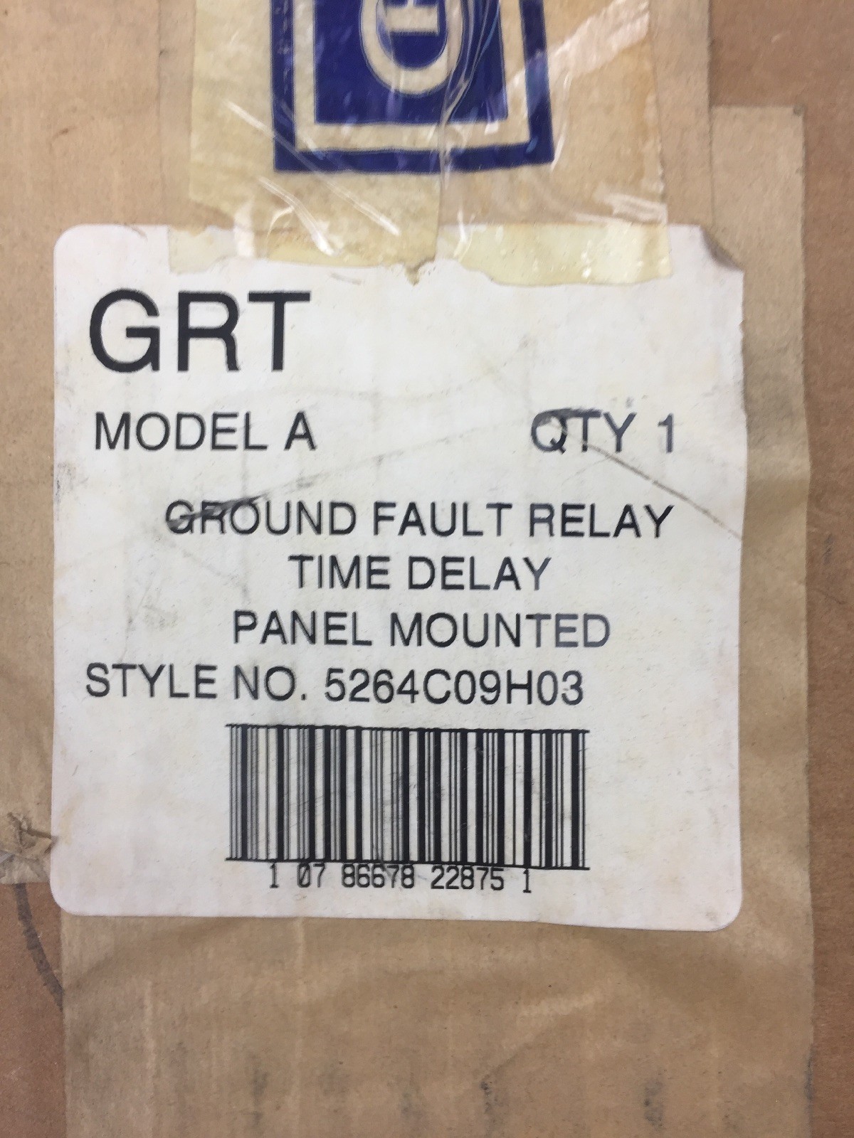 CUTLER HAMMER GRT GROUND FAULT RELAY TIME DELAY PANEL MOUNT OUTPUT 10A ...