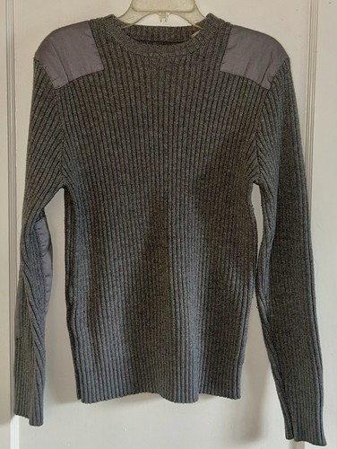 PJ Mark Sweater Men's Large Gray Elbow & Shoulder Patches Thick Cable ...