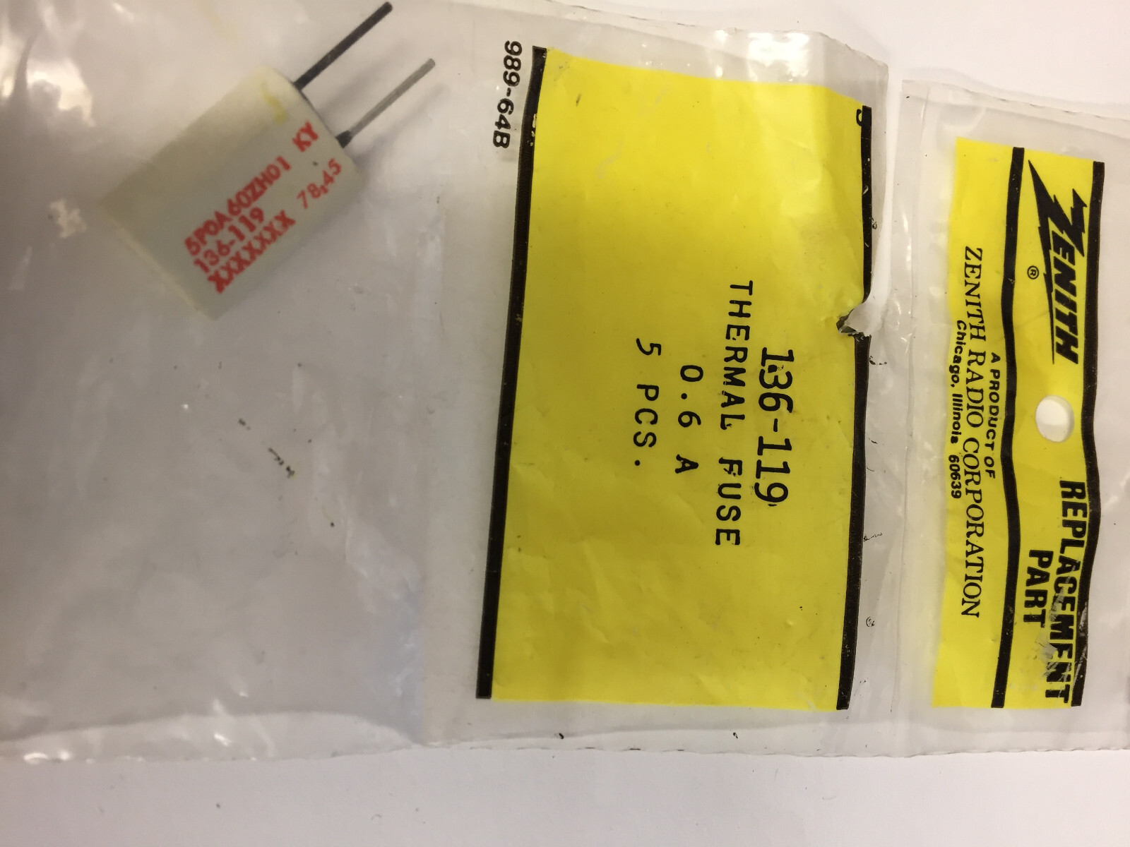 136-119 ZENITH THERMAL FUSE 5POA60ZH01 NOS | eBay