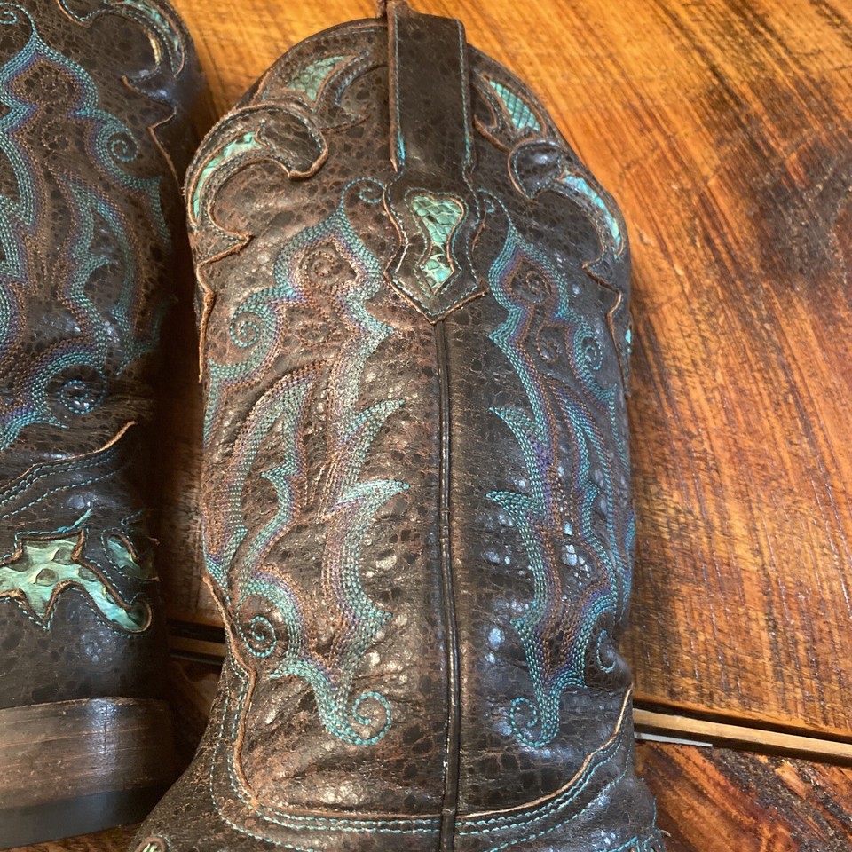 Women’s Stetson’s Boots Python Shade Blue/Turquoise, DK Brown L/Black ...