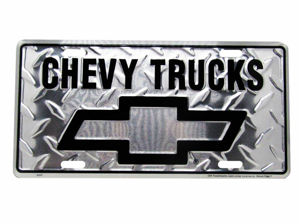 CHEVY TRUCKS Diamond Plate vanity license plate Made in USA GM licensed ...