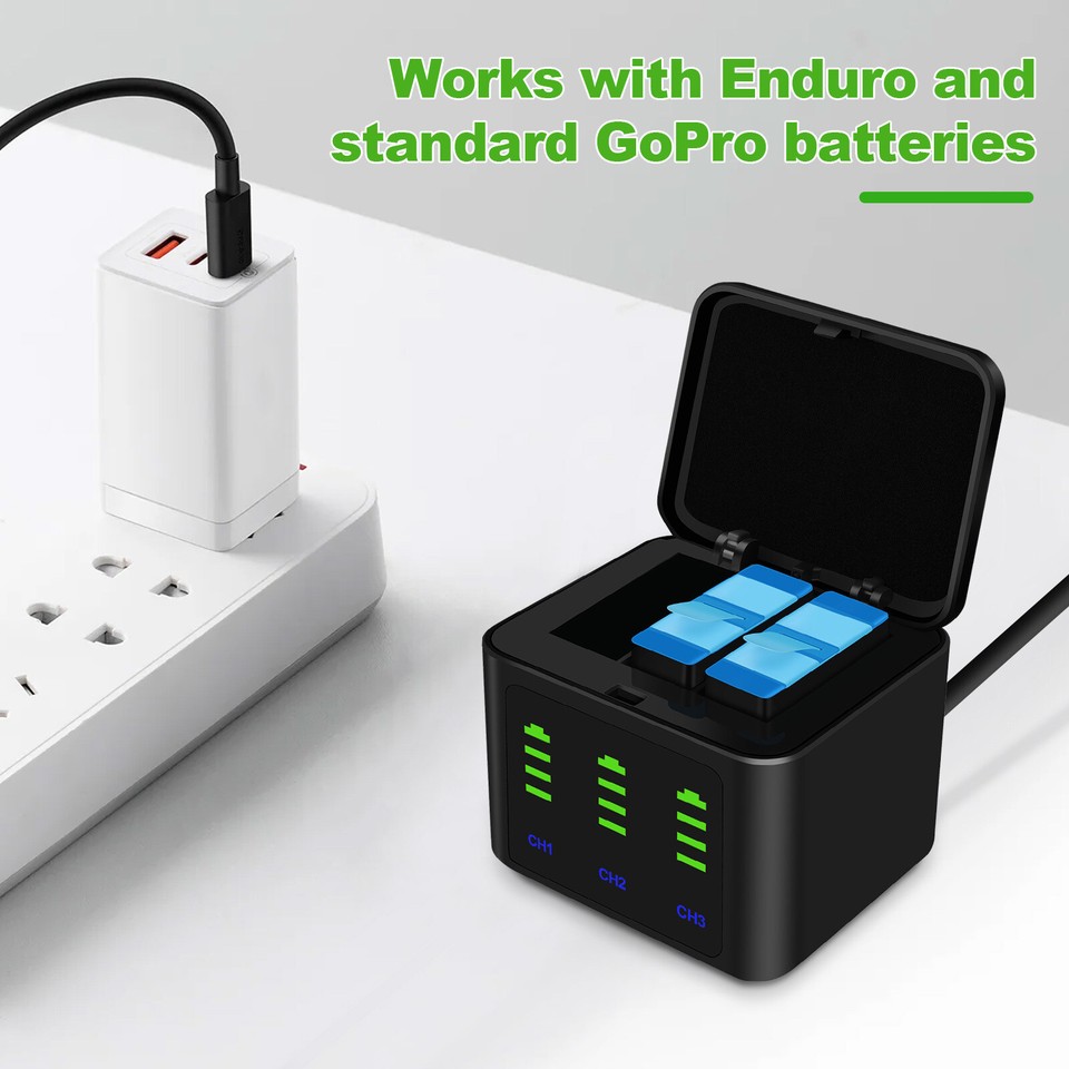 2Pack Batteries GoPro Dual Battery Charger For GoPro HERO 12 11 10 9 ...