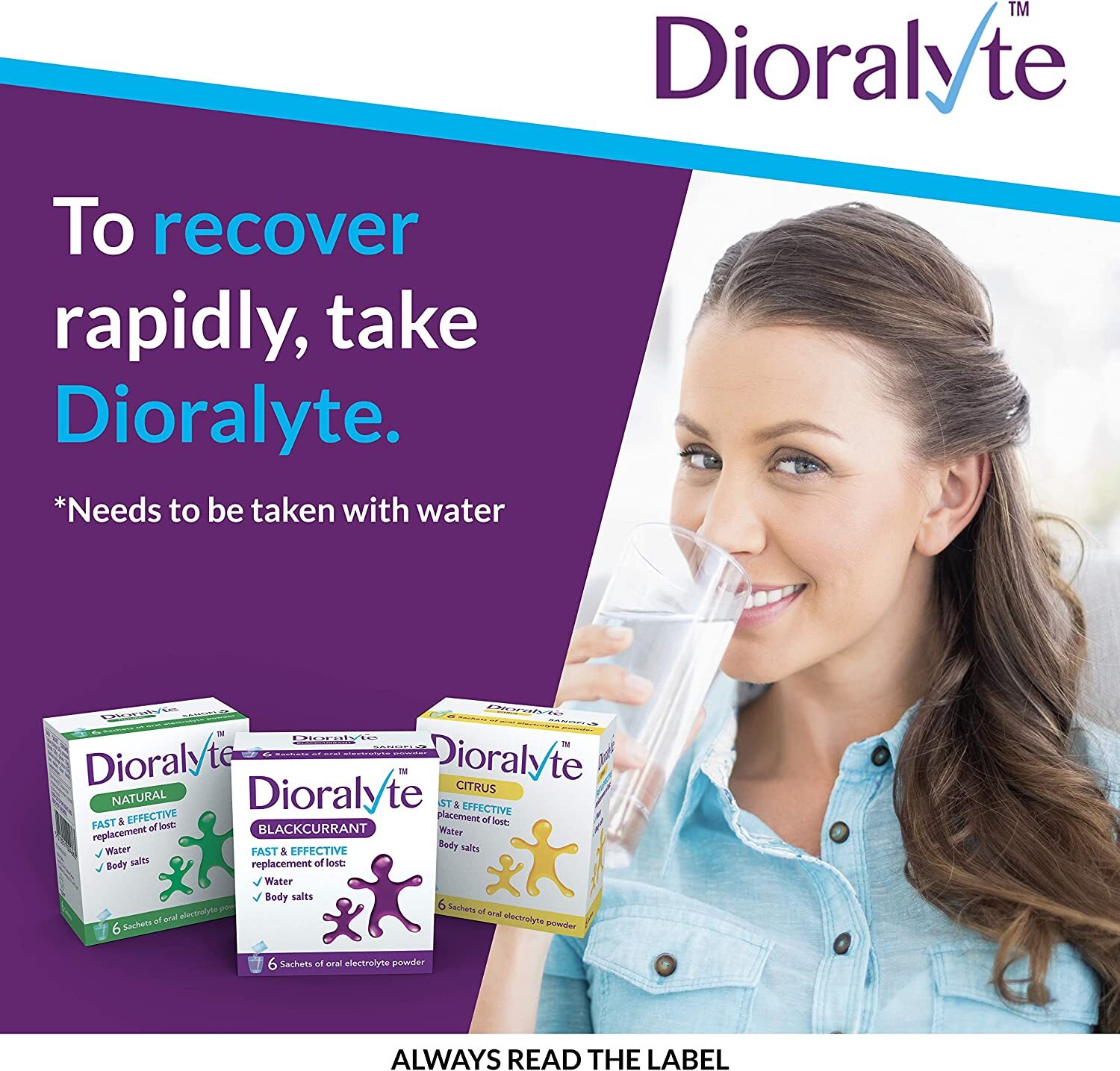 5 x DIORALYTE Oral Electrolyte Sachets (6 per pack) - Blackcurrant ...