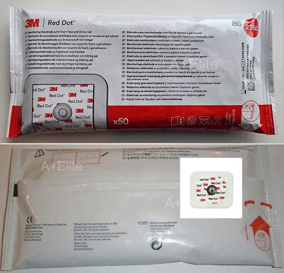 3M 2560 RED DOT Monitoring Electrode 1.6"x1.36" 50/BG Foam Tape Sticky ...