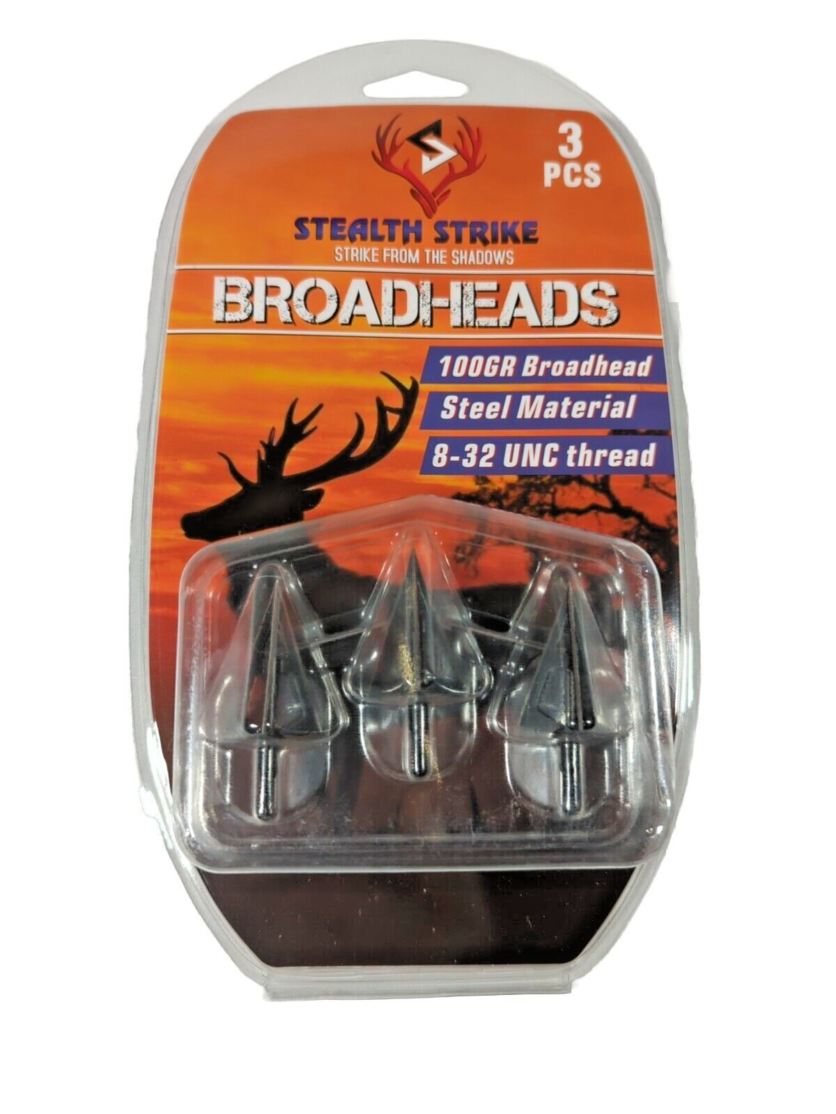 Stealth Strike 100Grain Hunting Archery 3-blade Broadheads Arrow Heads ...