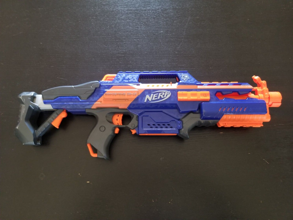 Nerf Rapidstrike CS-18 Blaster Gun-VGC-N-Strike Elite Battery Flywheel ...