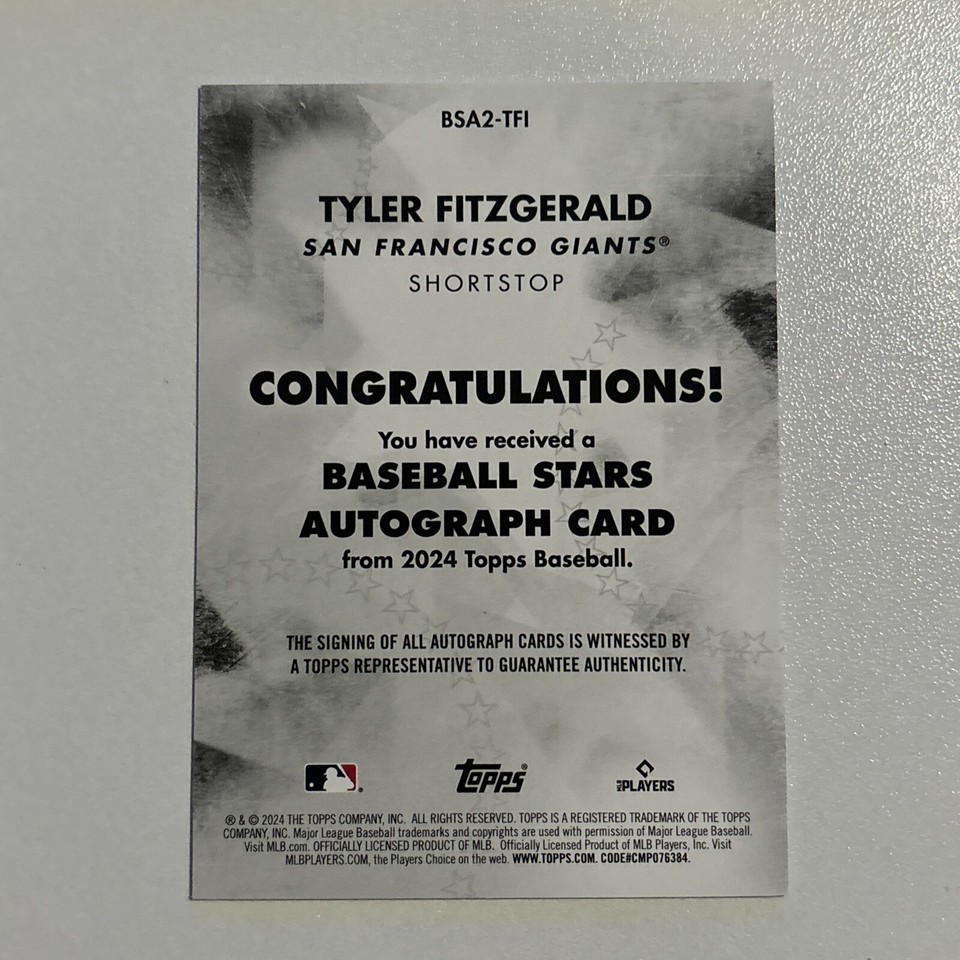 Tyler Fitzgerald 2024 Topps Stars Auto RC Giants | eBay
