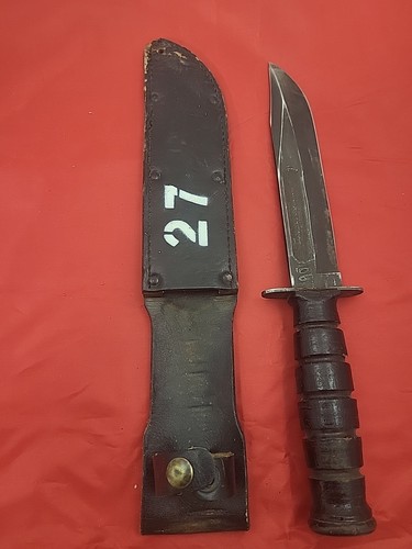 US CAMILLUS Mark 2 MK2 Military Fighting Combat Knife, W/Leather Sheath ...