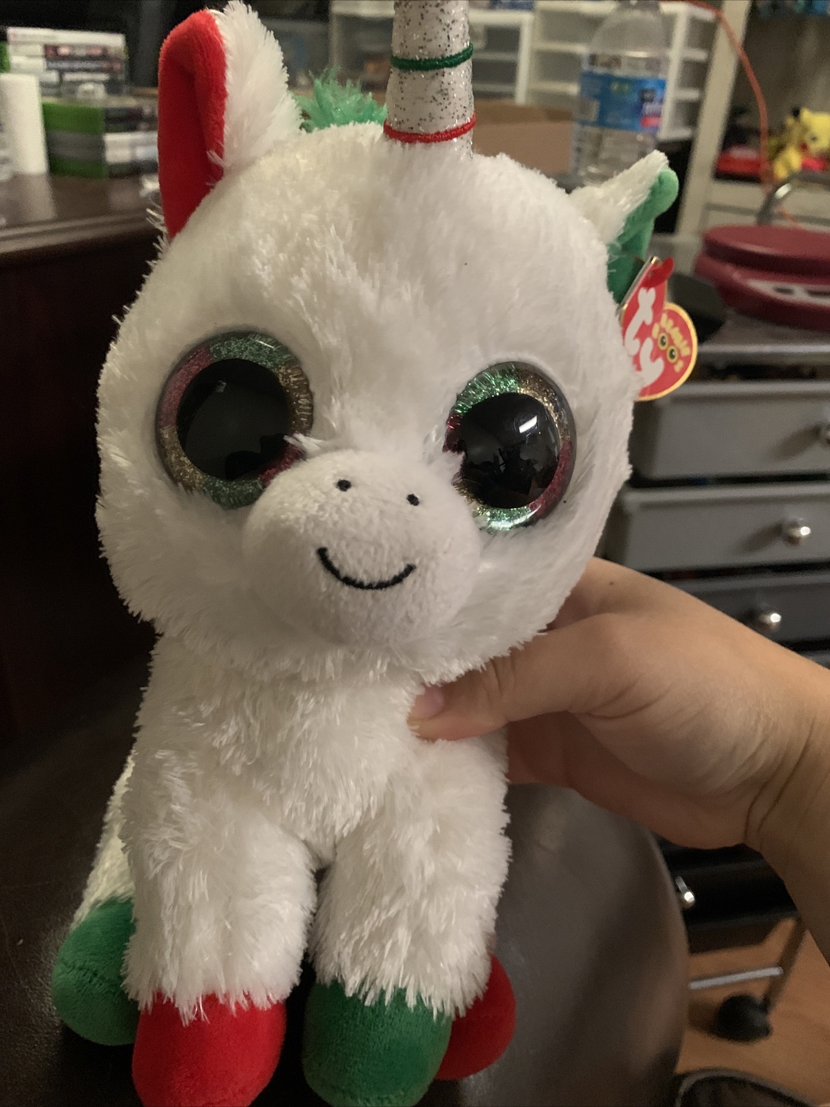 Ty Beanie Boos Candy Cane Unicorn 10" Stuffed Plush Glitter eyes Toy ...
