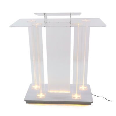 Lighted Clear Acrylic Led Podium Pulpit Wood Lectern Churches Synagogue ...