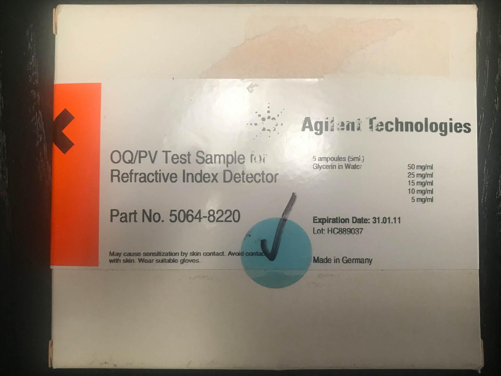 Agilent Part No. 5064-8220 LC Standards and Kits, refractive index ...