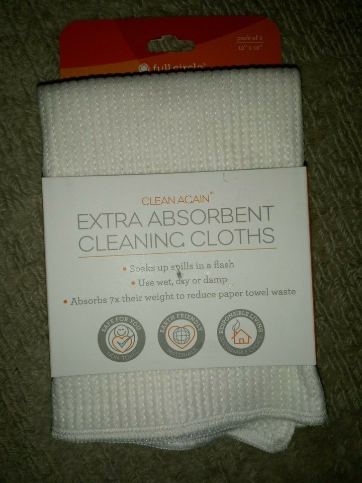 FULL CIRCLE Clean Again Extra Absorbent Cleaning Cloths. Pack of 2. 12 ...