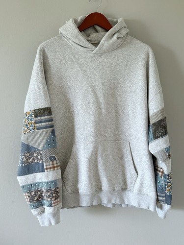 Abercrombie & Fitch Soft Fleece Pullover Hoodie Quilt Patchwork Sleeve Size M | eBay