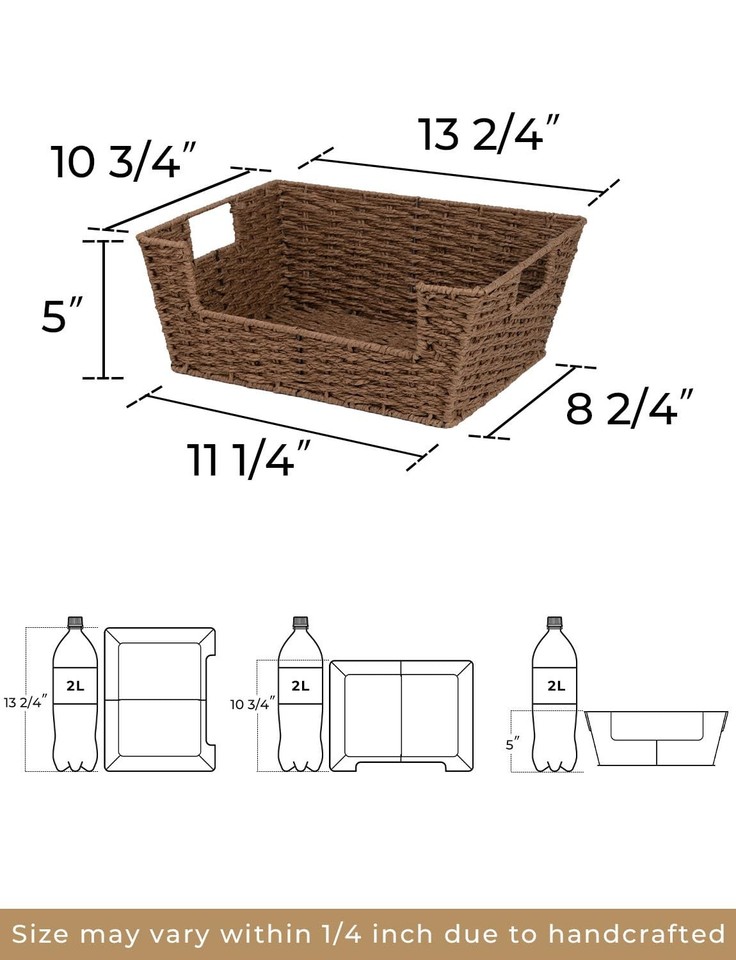 Round Paper Rope Woven Basket for Pantry Organizers and Storage ...
