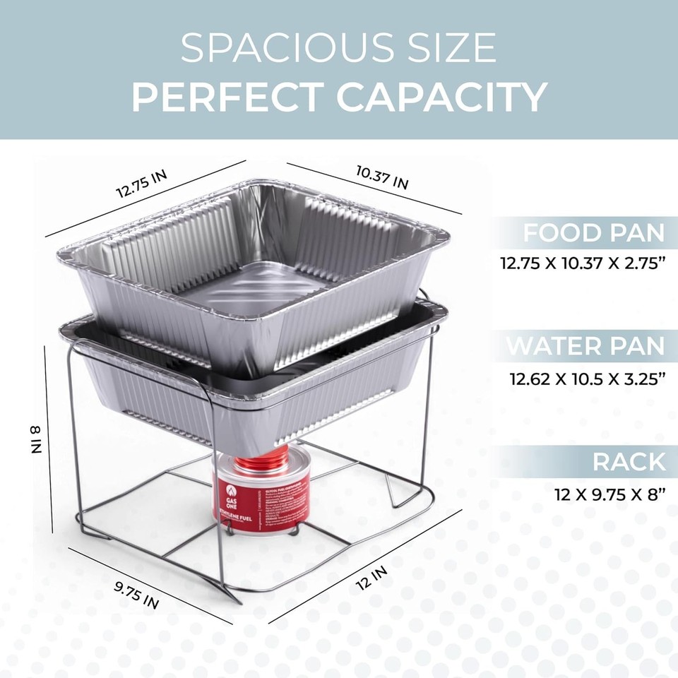 Disposable 6-Pack Chafing Dish Set, Half Pans, Fuel Cans, Food Warmer ...