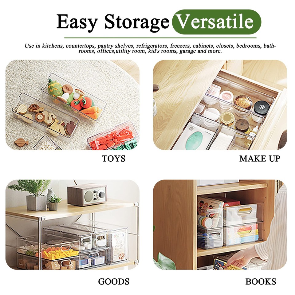 2 Pack Fridge Organizers and Storage with Pull out Drawer, Stackable ...