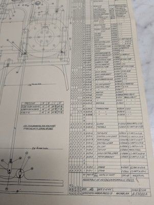 GREENERD ARBOR PRESS CO ASSEMBLY DIAGRAM PRINT PARTS LIST HYDRAULIC ...