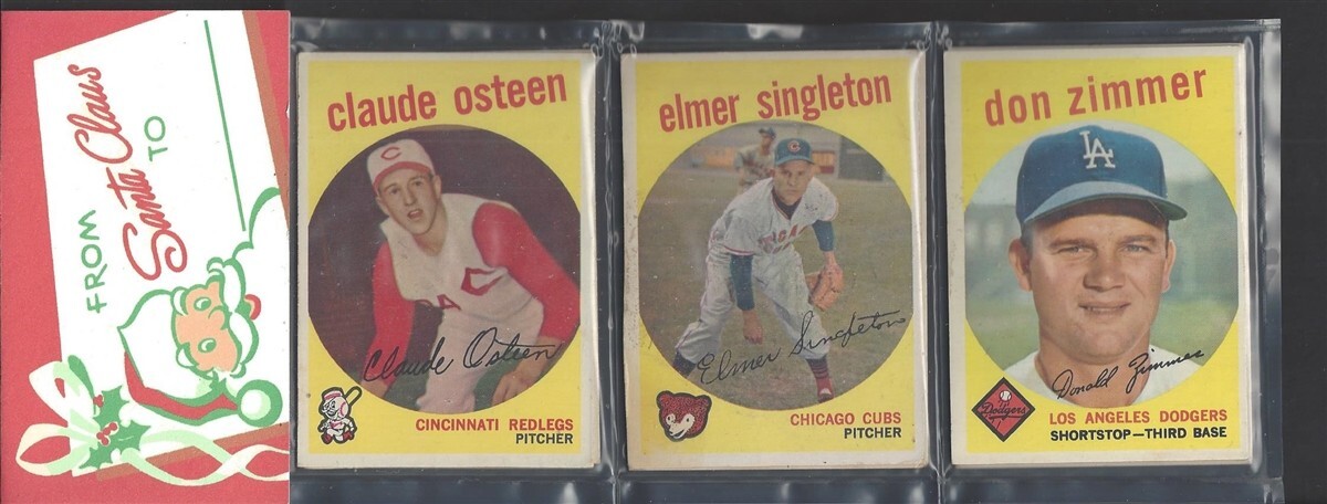 1959 Topps 12 Card Holiday Design Baseball Rack Pack...Elmer Singleton ...