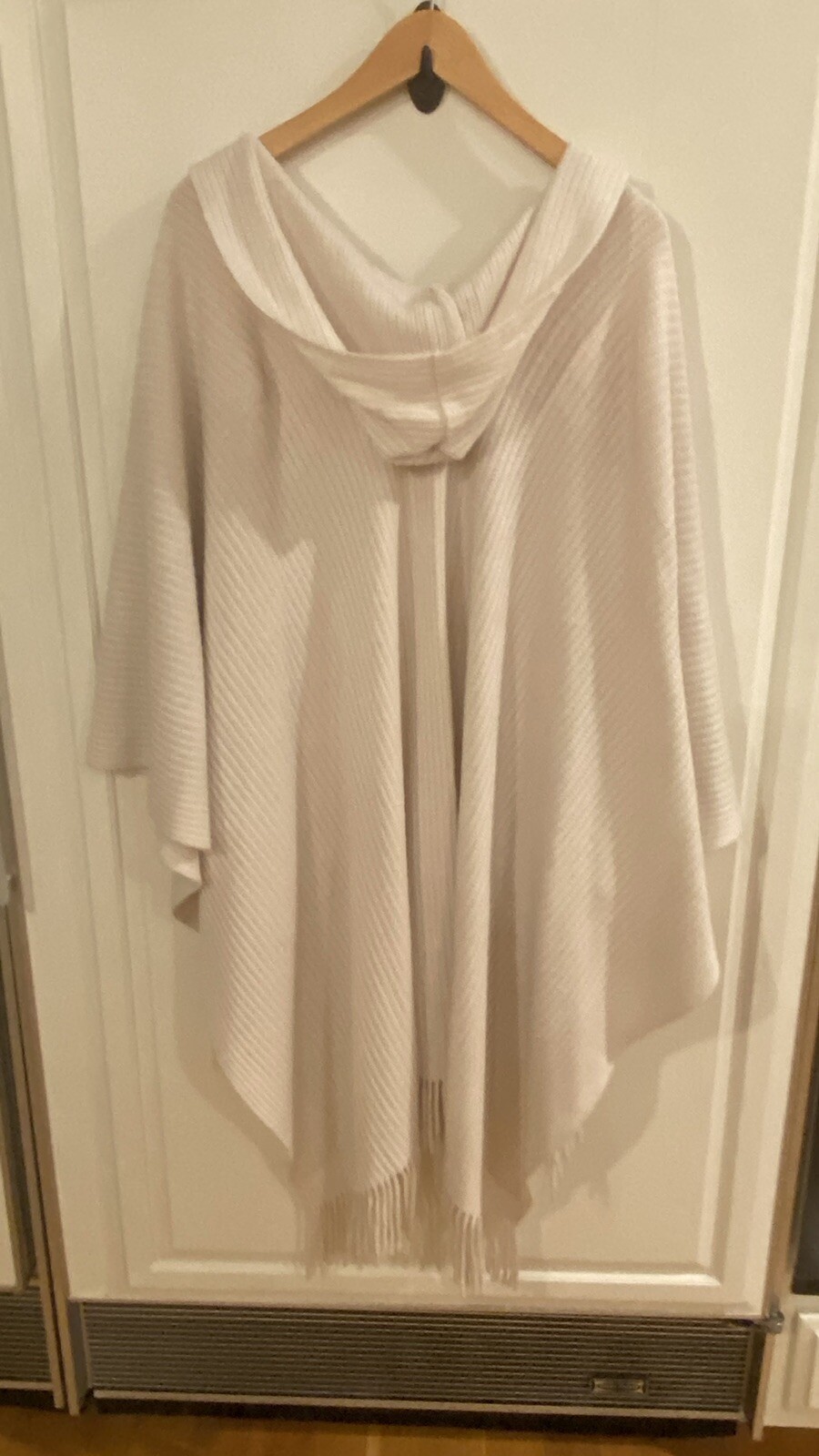 Cejon Ivory Hooded Ribbed Knit Fringed Shawl | eBay