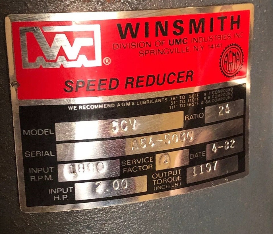 Winsmith Speed-reducer 5CV, 24:1ratio, , A54-503C Input 1800rpm ...