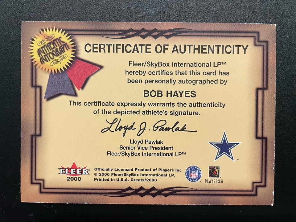 Bob Hayes Signed 2000 Fleer Great of the Game Autograph Cowboys ...