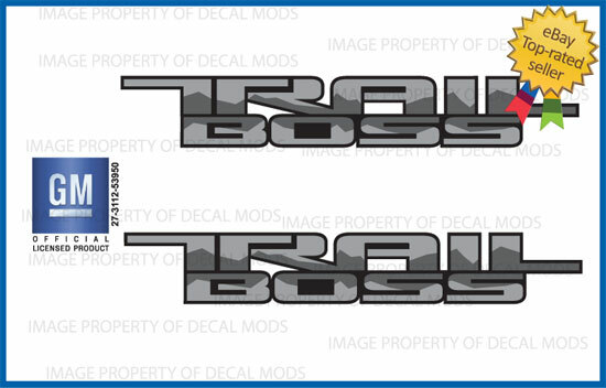 🔥 Set 2: Silverado TRAIL BOSS decals truck bed side stickers gray black ...
