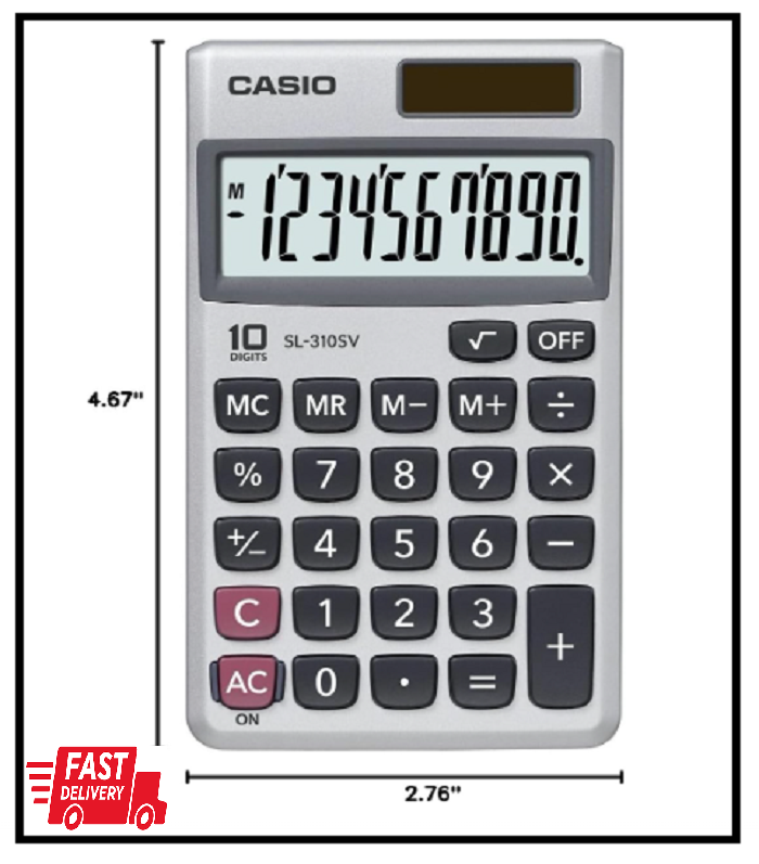 Casio SL-310SV, Sloar Powered Standard Function Calculator | eBay