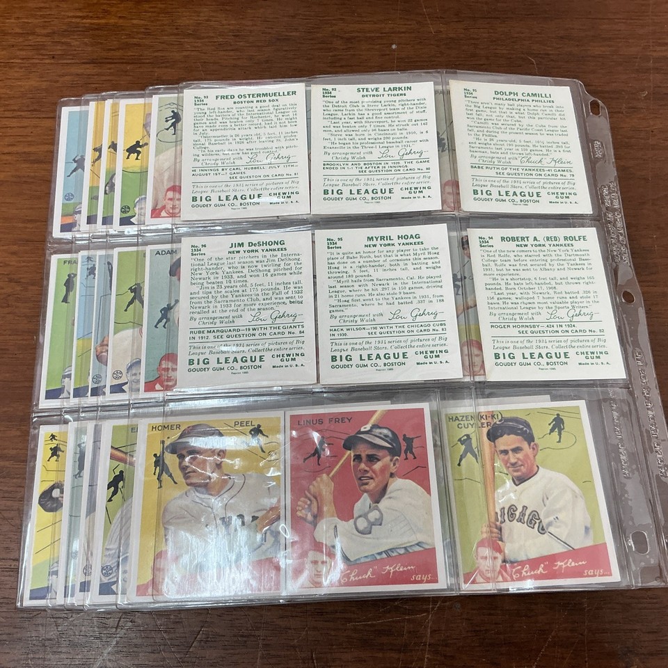 1933-1934 Goudey Dover Reprint Complete Set Gehrig, Dean, Appling ...
