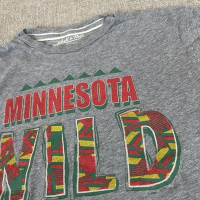 Mitchell & Ness Minnesota Wild NHL Gray T-Shirt Small Graphic Tee Short ...
