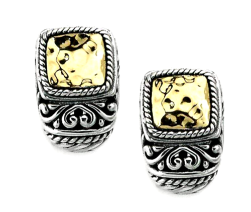 Samuel B Behnam 18K Gold & Sterling Silver Hammered Omega Earrings ...