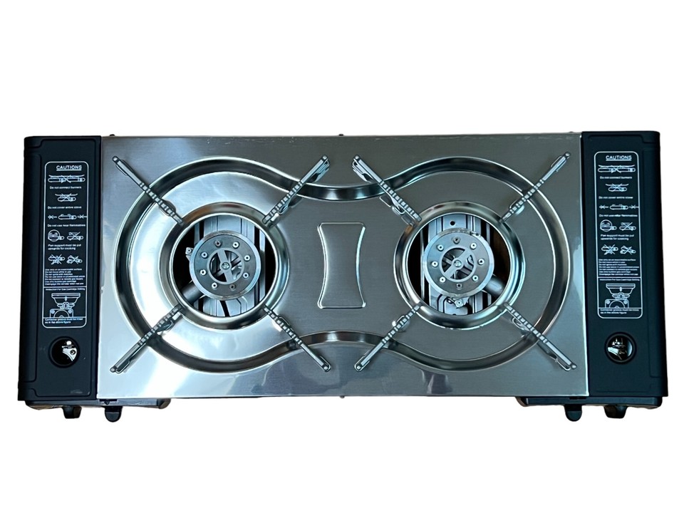 Portable Double Burner Gas Stove Camping Butane Cooker Barbecue Gas ...