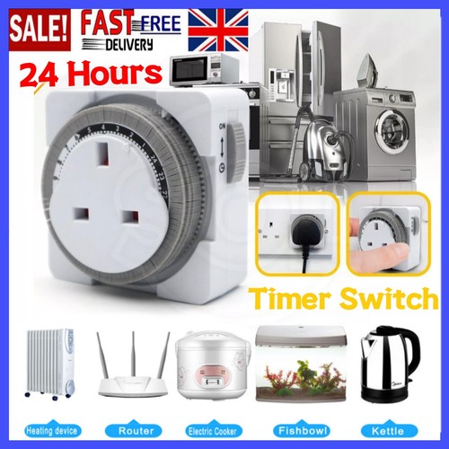 24 Hour Segment Timer Switch 24hr Mains Plug In Mechanical Clock Energy ...