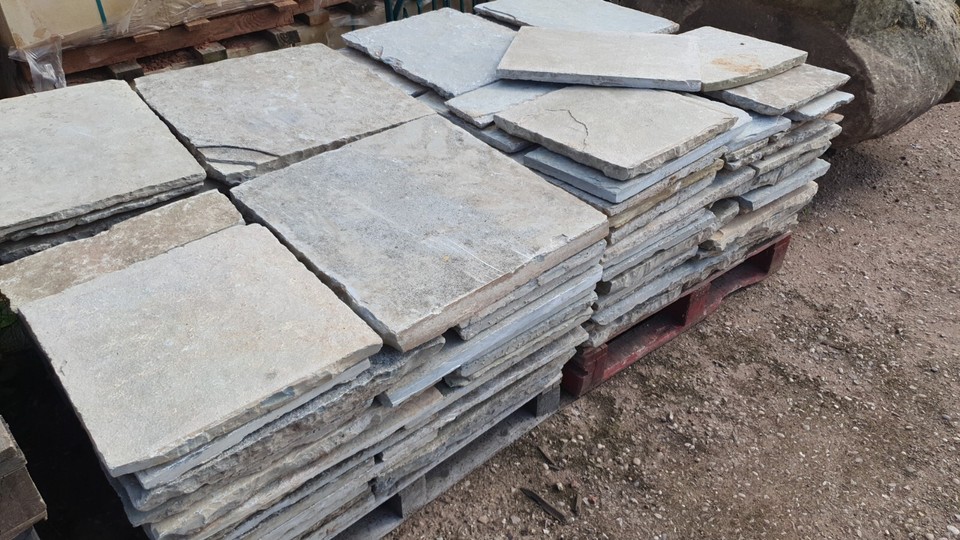 Original reclaimed Blue Lias flag slab Stone paving random Midland HQ ...
