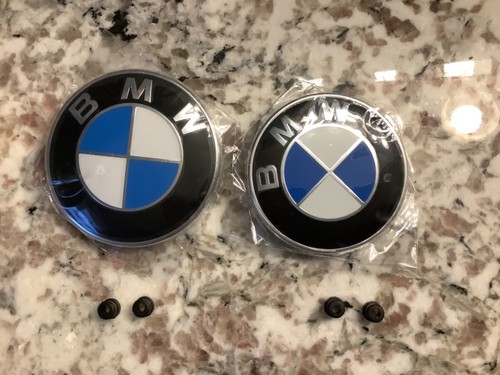 2 piece BMW hood & trunk emblem 82mm&74mm with grommets multicolored | eBay