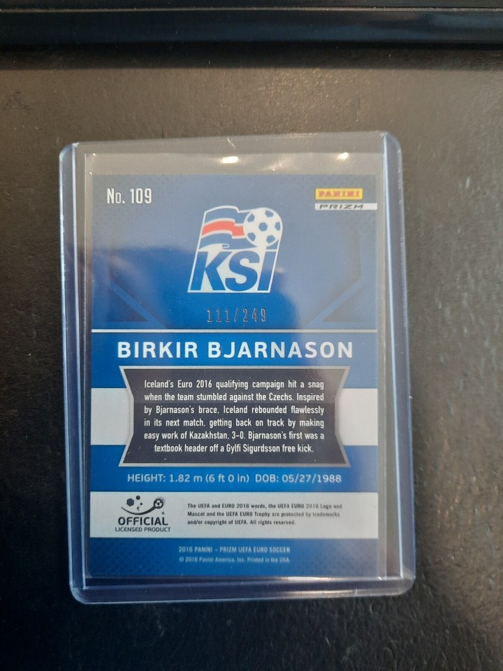 2016 Panini Prizm UEFA Euro Blue Birkir Bjarnason Iceland 111/249 #109 ...
