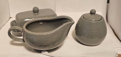 TEMPTATIONS GRAY WOODLAND MILK, SUGAR & BUTTER DISHES | eBay