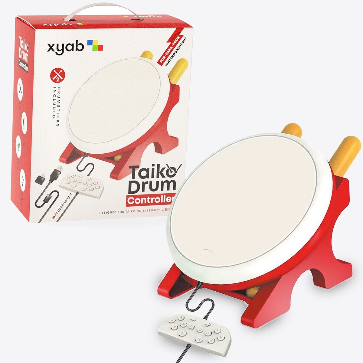 XYAB - Taiko Drum Pad Controller w Sticks for Taiko no XYAB - Taiko Drum Pad Controller w Sticks for Taiko no