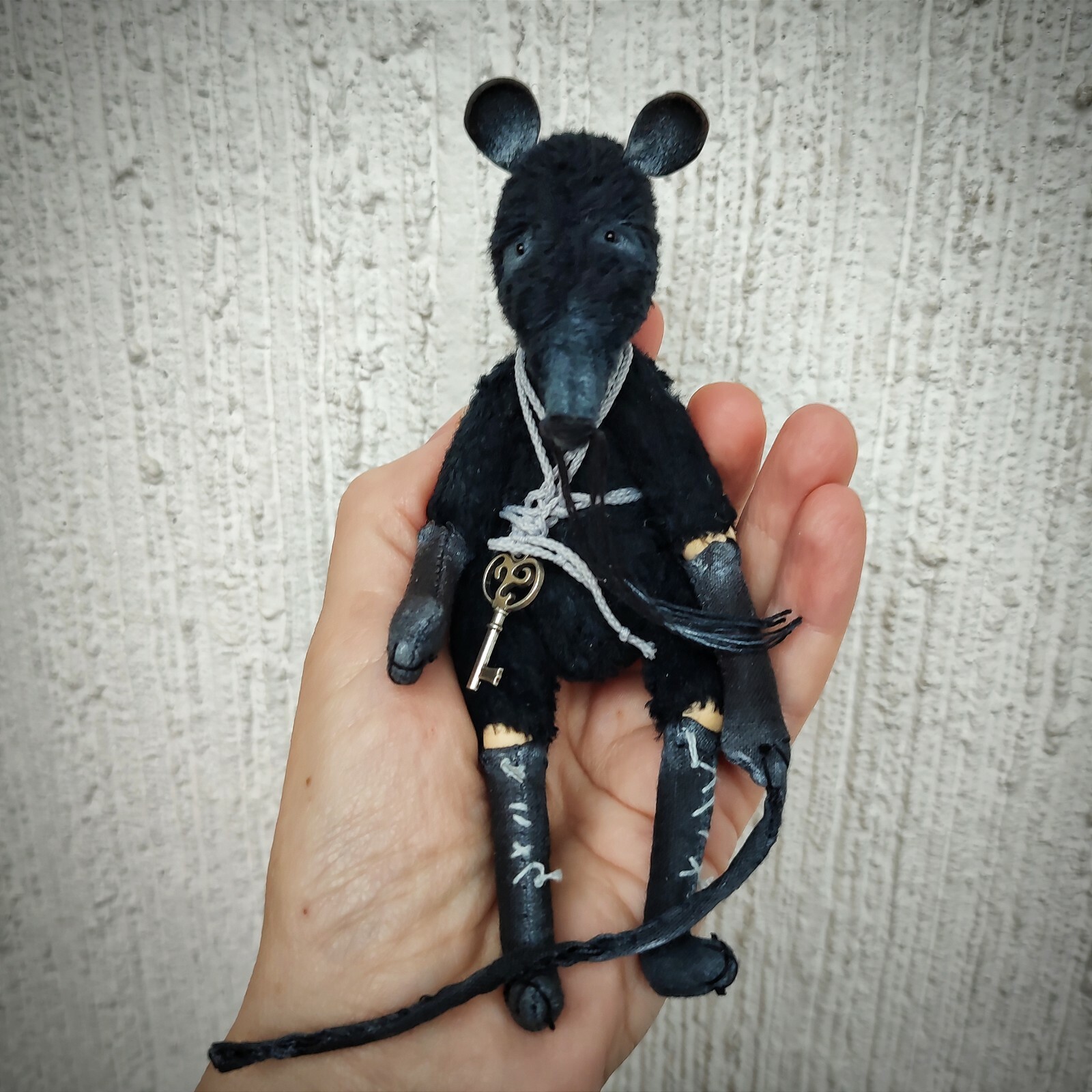 Creepy rat. Black creepy doll rat. Gothic rat figurine. Rat toy ...