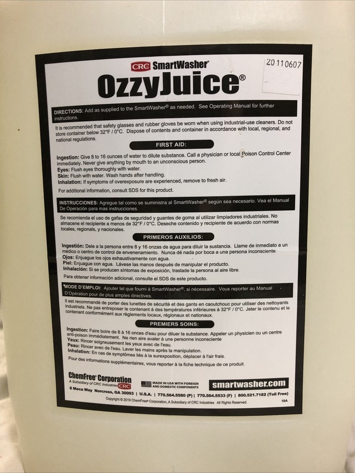 CRC OzzyJuice 14721 SW7 Parts/Brake Cleaning Solution, 5 Gal. 14721 | eBay