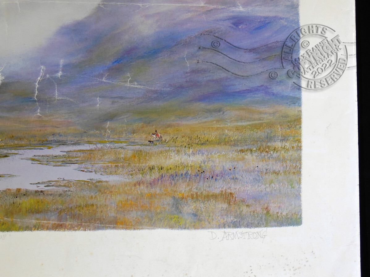 Duane Armstrong 1980 High Camp * SIGNED A/P American Indian Landscape w ...