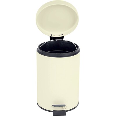 Small Cream 3LTR Stainless Steel Pedal Bin Kitchen Bathroom Waste ...