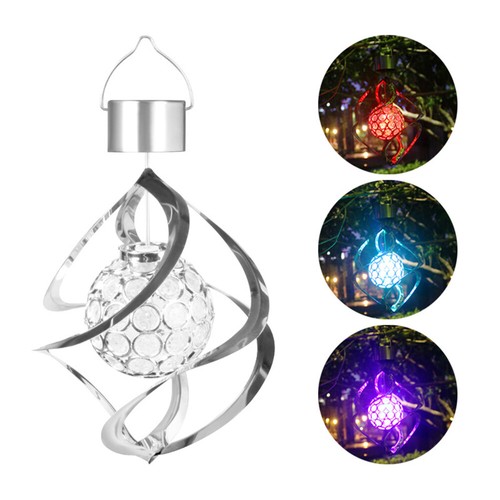 Solar Powered LED Wind Chimes Light Color Changing Hanging Spiral ...