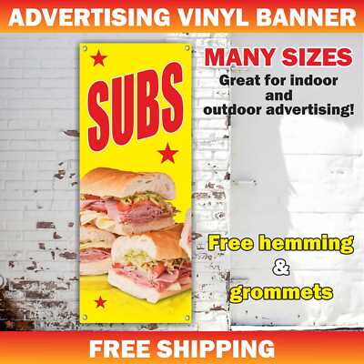 SUBS Advertising Banner Vinyl Mesh Sign sandwich pizza burger fast food ...