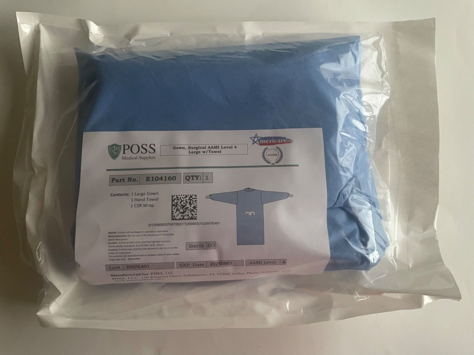 28 Units Sterile Blue Surgical Gown Size Large AAMI Level 4 w/ Hand ...
