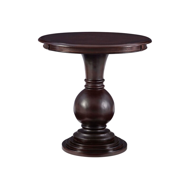 Linon Amelia Round Wood Accent Table Pedestal Base 26.5" High in ...