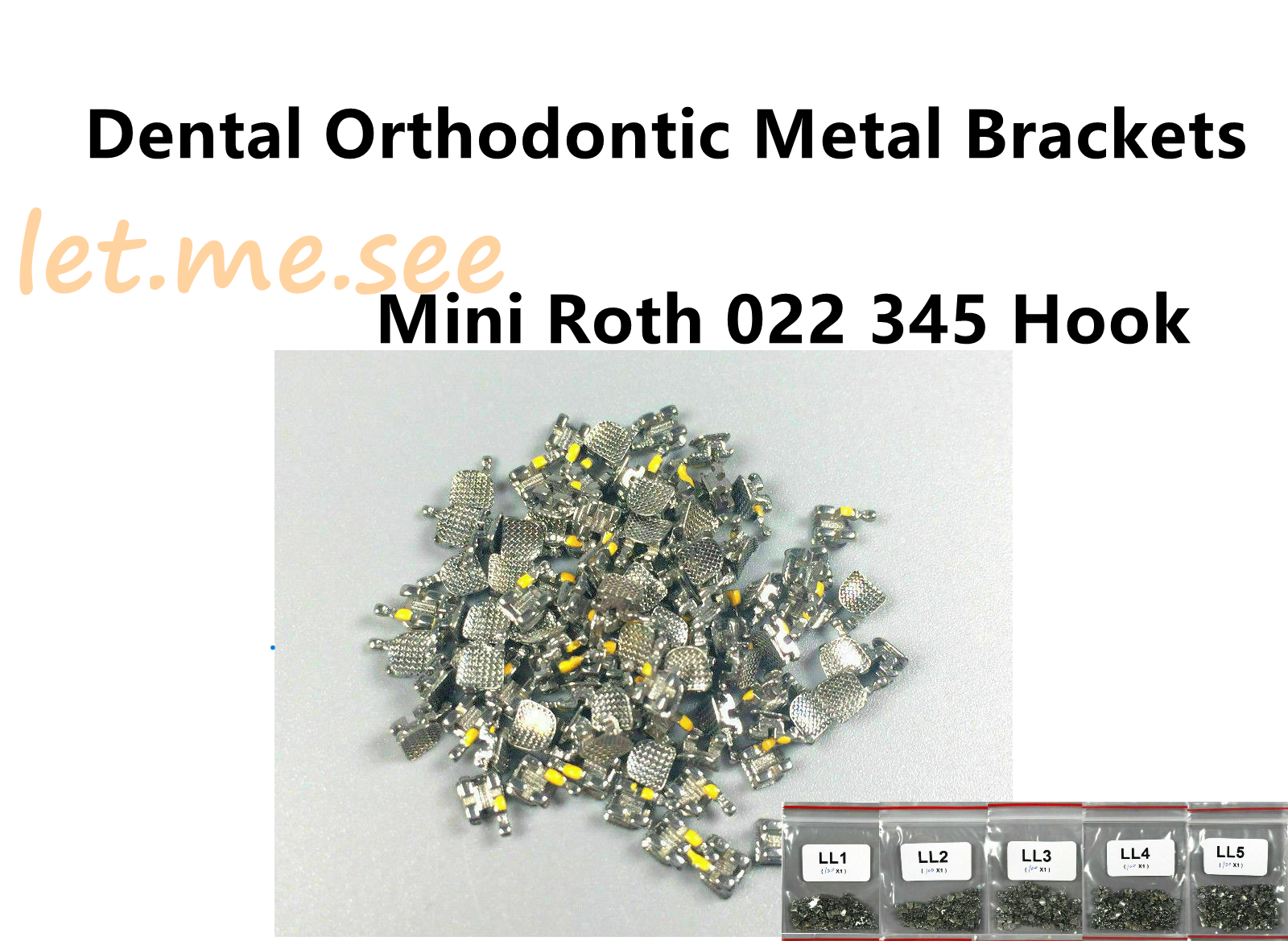 Dental Orthodontic Bracket Brace In Bulk Mini Roth 022 Slot Hooks 345 ...