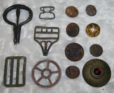 Indian War's (1870's) era brass buttons, Jews Harp, clothing items | eBay