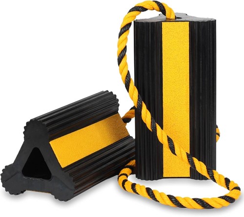 Heavy Duty Rubber Wheel Chocks, 1 Pair, Non-Slip Tire Stopper Blocks ...